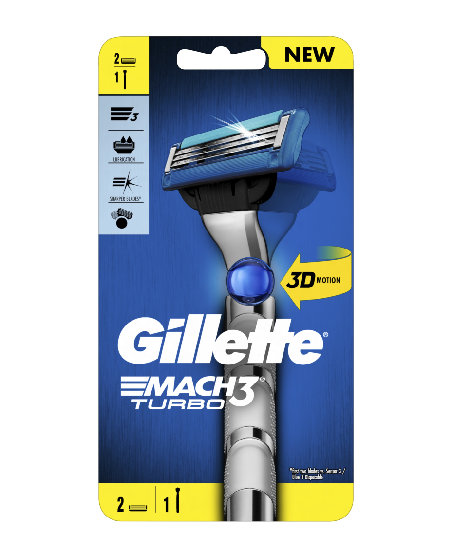 Gillette | Mach3 Turbo Razor with Blades Refill 2 Pack | Shaver Shop
