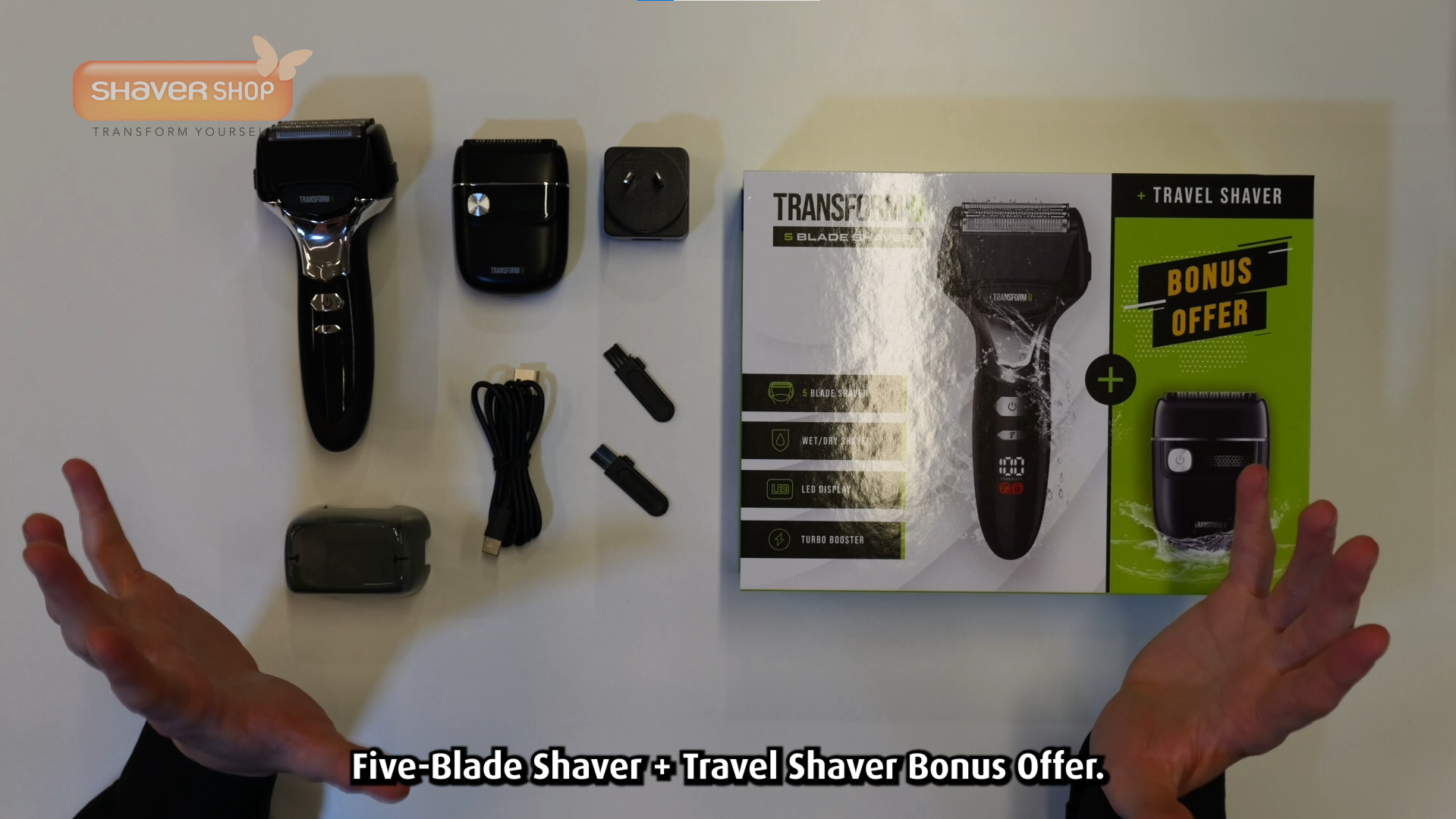 TRANSFORM-U | 5 Blade Wet & Dry Electric Shaver & Travel Shaver Combo ...